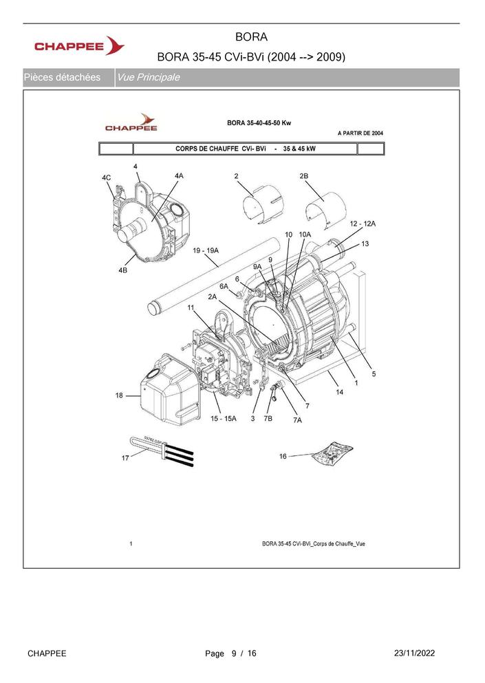 Pièces détachées Chaudière Chappee BORA 35-45 CVi BVi (2004-2009 ...