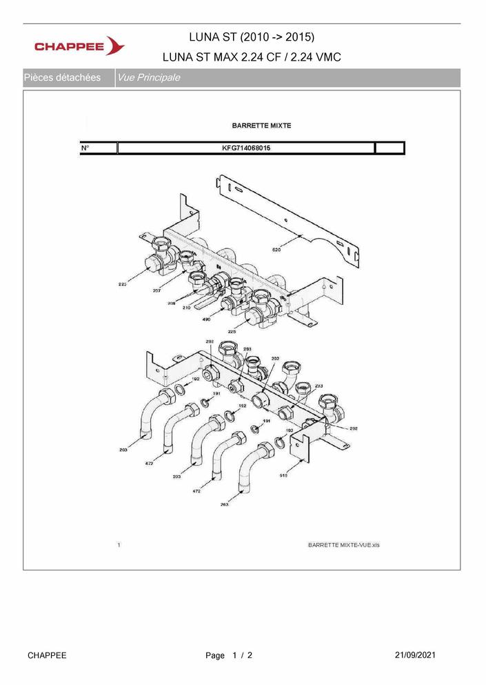 Pièces détachées Chaudière Chappee LUNA ST MAX 2.24 CF - Pièces Express