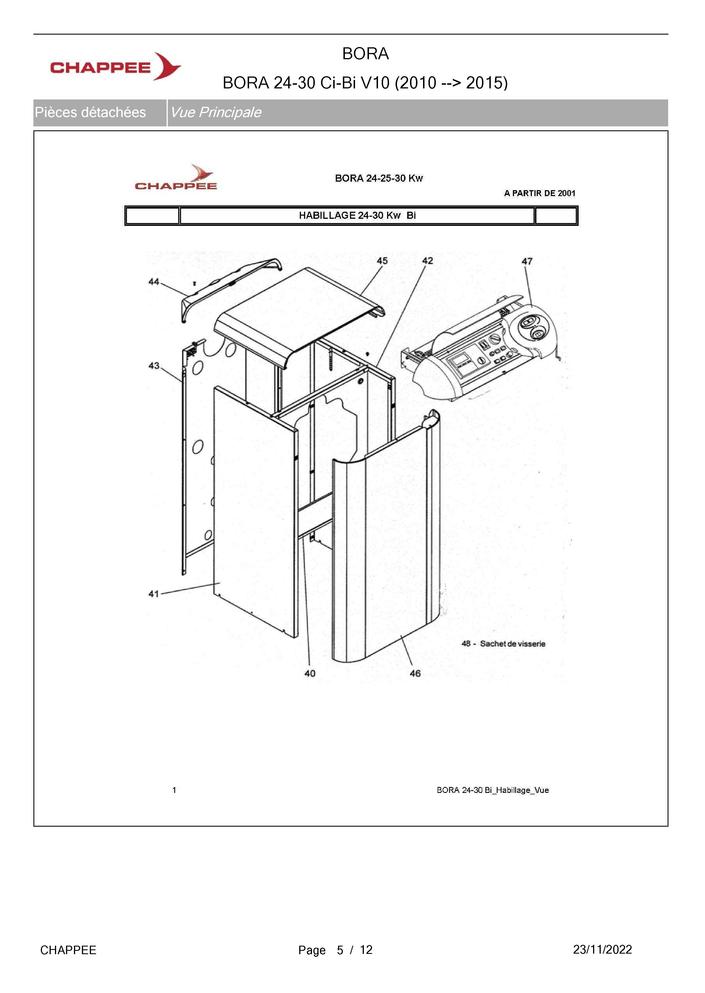 Pièces détachées Chaudière Chappee BORA 24-30 Ci Bi V10 (2010-2015 ...