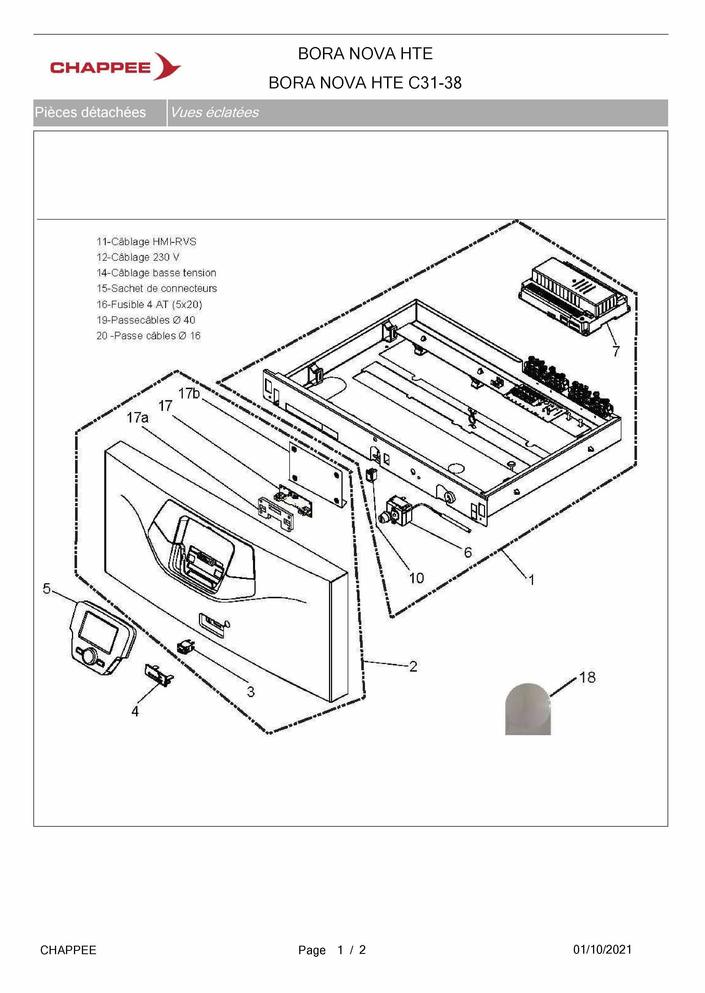 Pièces détachées Chaudière Chappee BORA NOVA HTE C31-38 - Pièces Express
