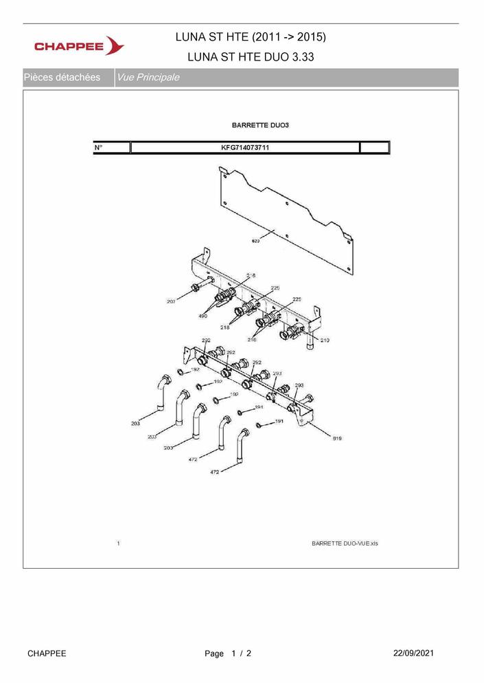Pièces détachées Chaudière Chappee LUNA ST HTE DUO 3.33 - Pièces Express