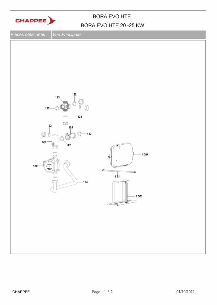Pièces détachées Chaudière Chappee BORA EVO HTE 20 -25 KW - Pièces Express