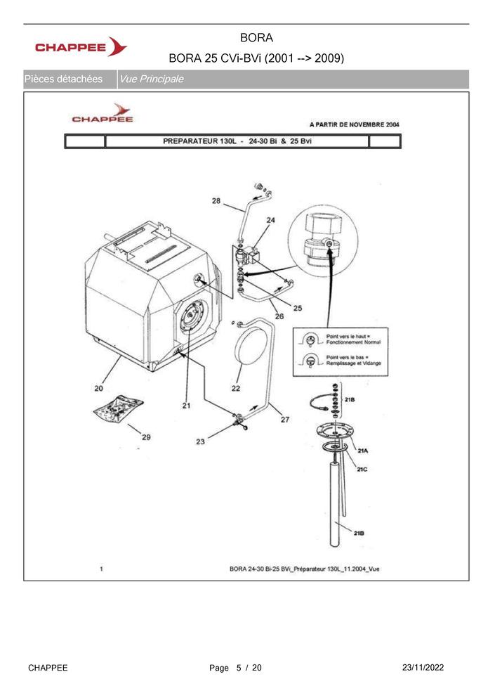 Pièces détachées Chaudière Chappee BORA 25 CVi BVi (2001-2009) - Pièces ...