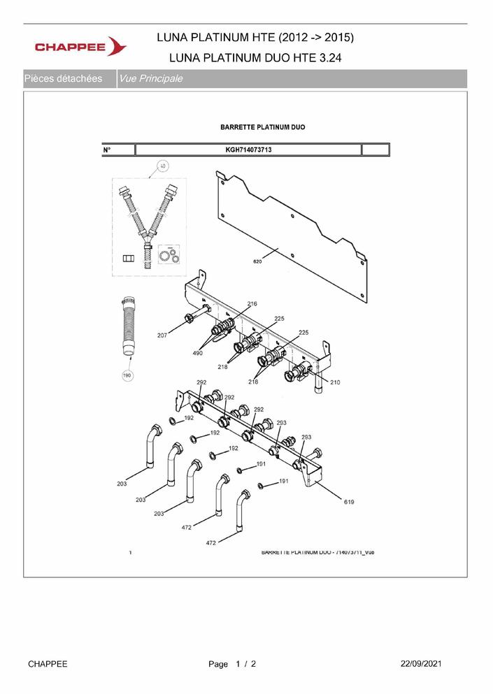 Pièces détachées Chaudière Chappee LUNA PLATINUM DUO HTE 3.24 - Pièces ...