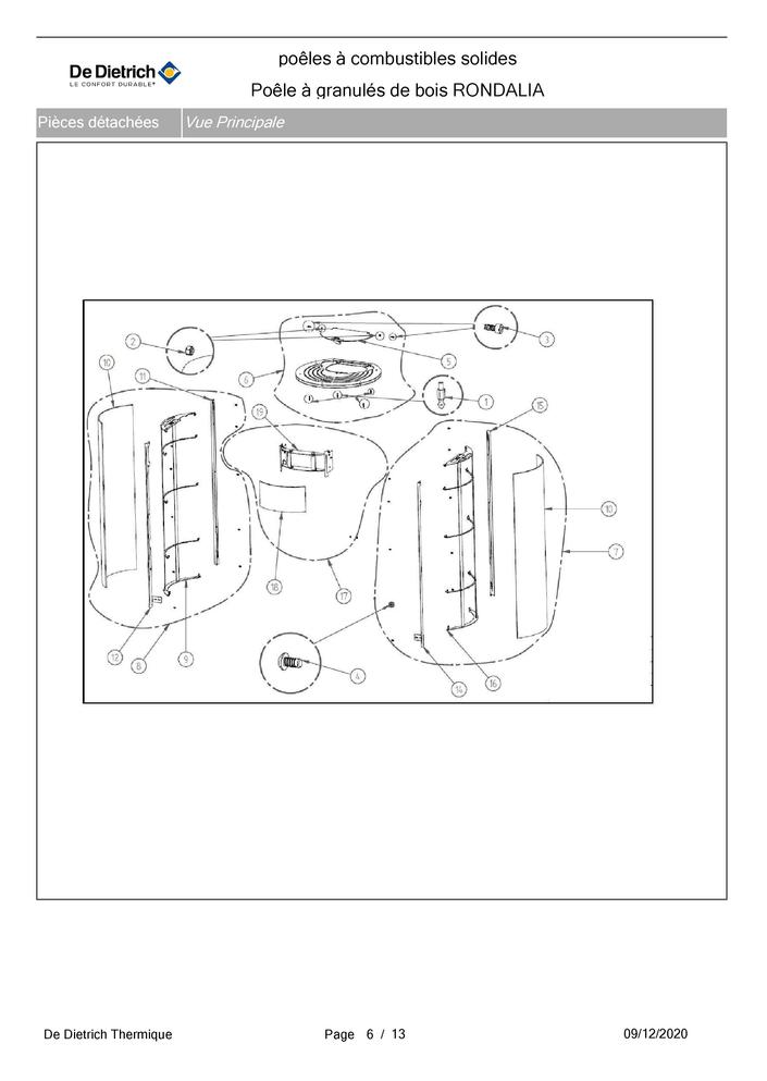 Pièces détachées Poêle De Dietrich RONDALIA - Pièces Express