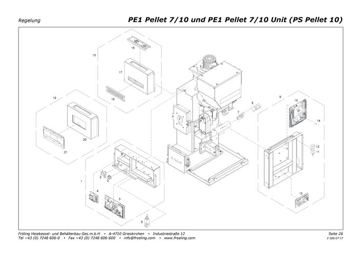 Pièces détachées Chaudière Froling Premieres series PE1 Pellet 7-10 ...