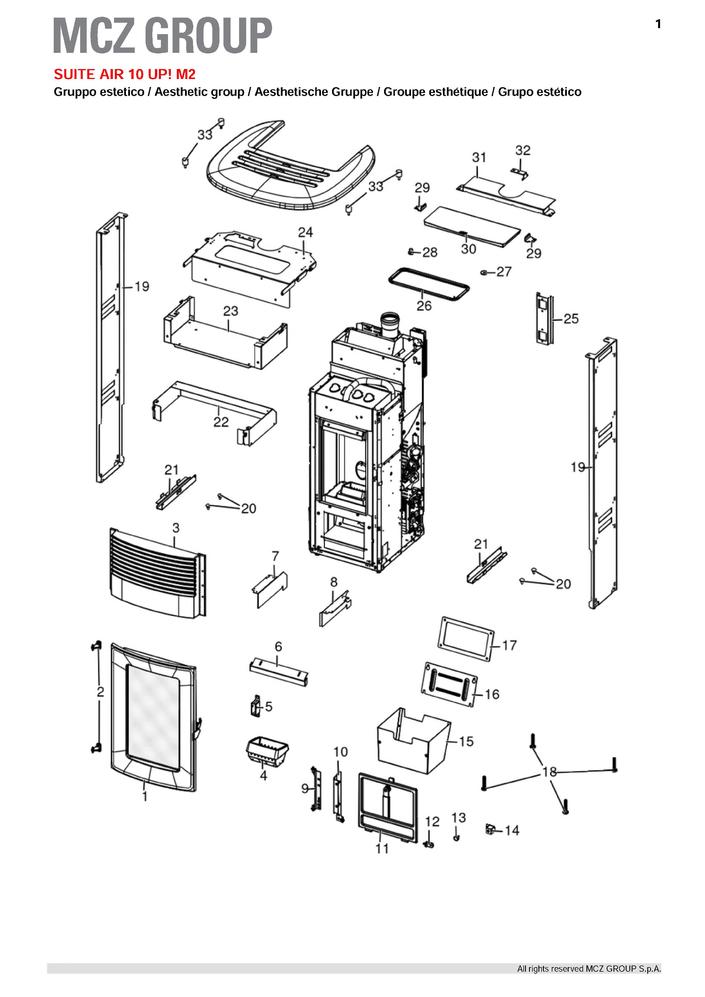 Pièces détachées Poêle MCZ/RED Suite AIR 10 UP! M2 - Pièces Express