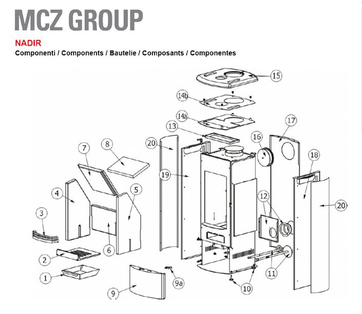 Pièces détachées Poêle MCZ/RED Nadir - Pièces Express
