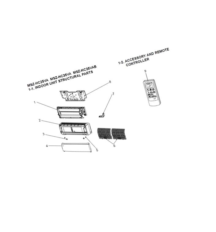 Pièces détachées Unité interne Mitsubishi Electric MSZ HC35VA-E2 ...
