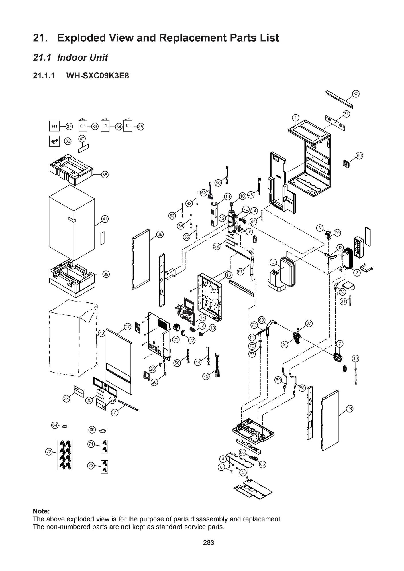 Pièces détachées Unité interne Panasonic WH-SXC09K3E8 TRI R32 - Pièces ...