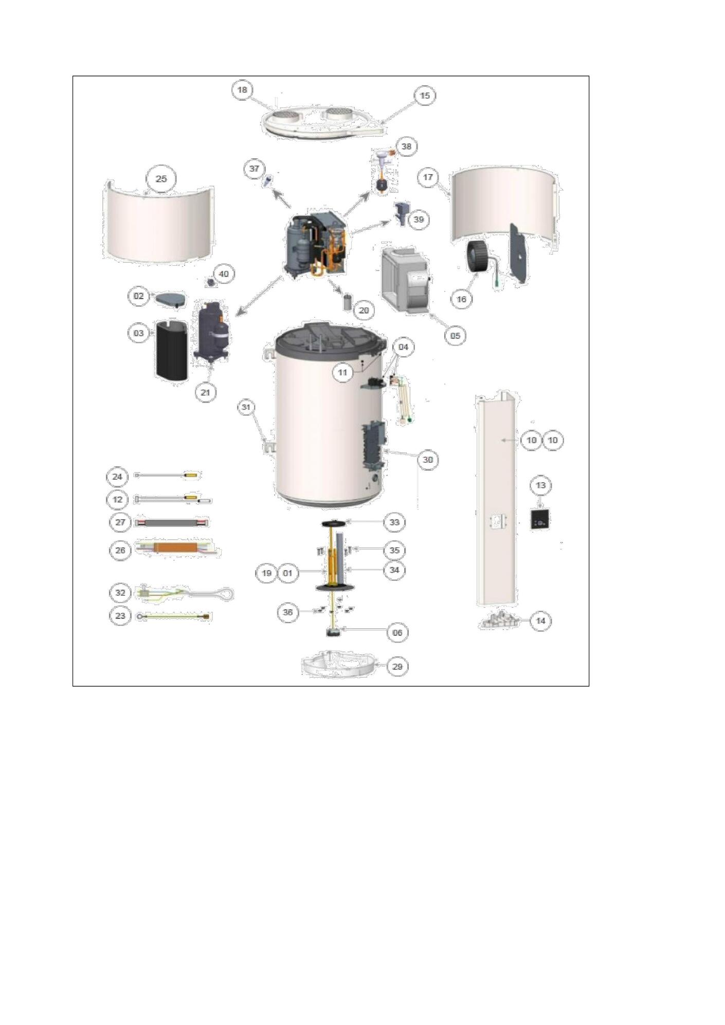Pièces détachées Chauffe-eau Panasonic PAW-DHW150W-1 CET Mural 150L ...