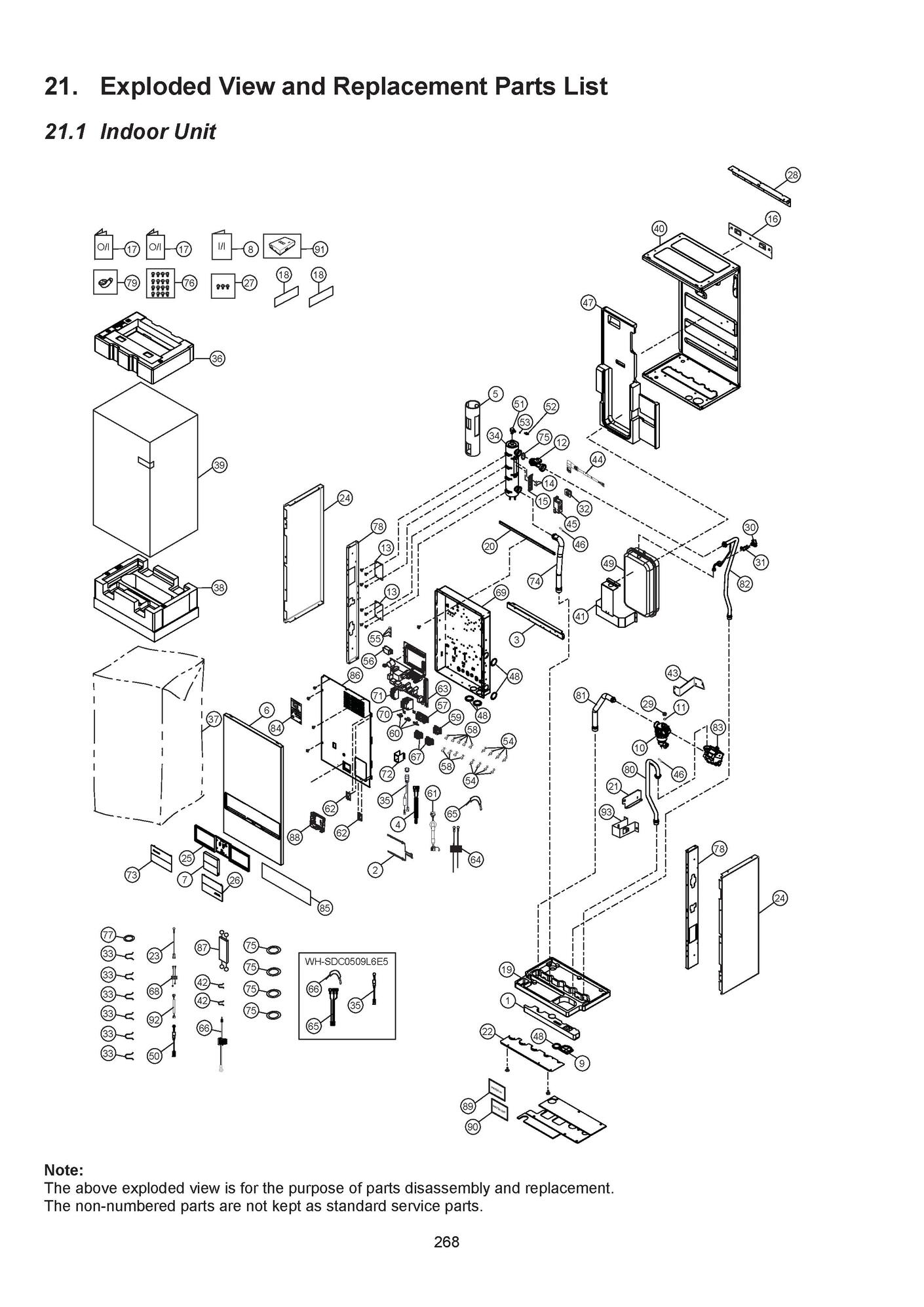 Pièces détachées Unité interne Panasonic WH-SDC0509L6E5 R290 - Pièces ...
