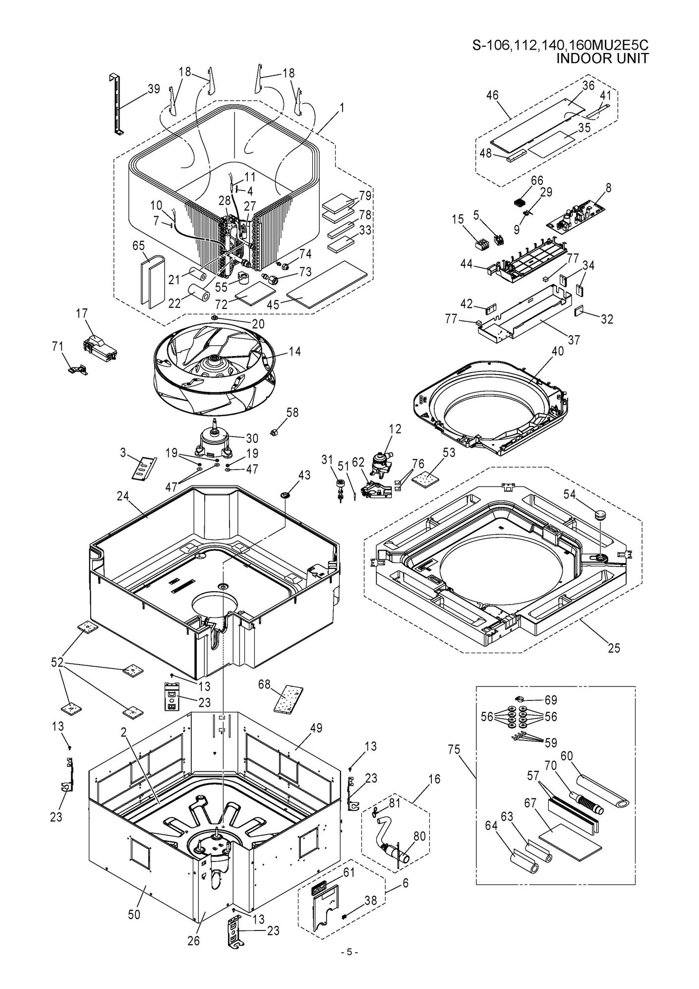 Pièces détachées Unité interne Panasonic S-140MU2E5C - Pièces Express